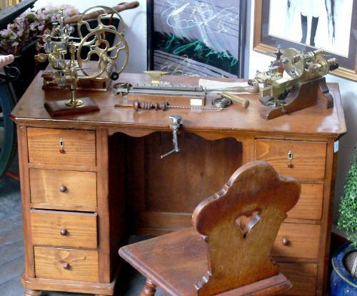 Clockmakers Workbench with many Tools