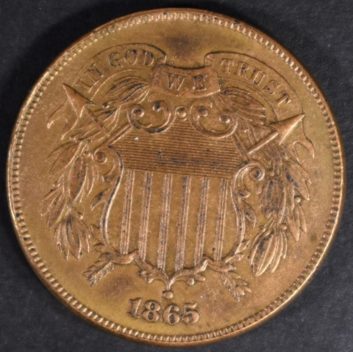 1865 2 CENT PIECE BU