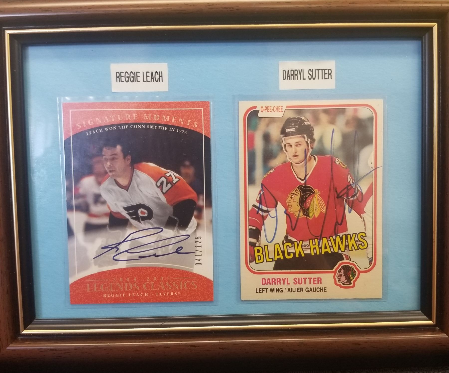 Signed Hockey cards Reggie Leach and Darryl Sutter