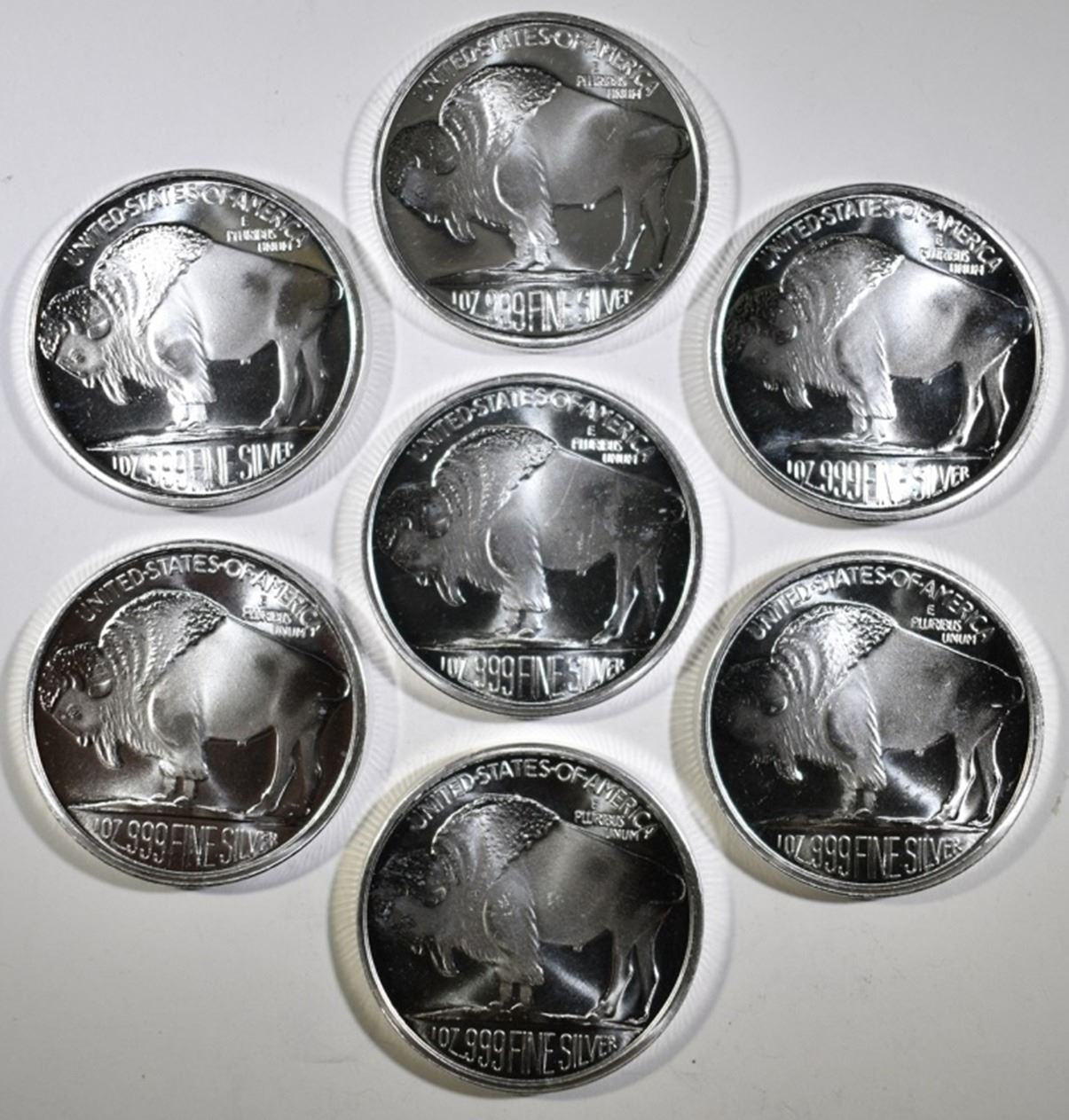 7-2015 ONE OUNCE .999 SILVER BUFFALO ROUNDS