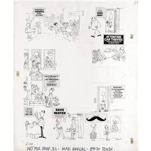 Al Jaffee - Mad #291 Fold-In Back Cover Original Art (E Sergio Aragones ...