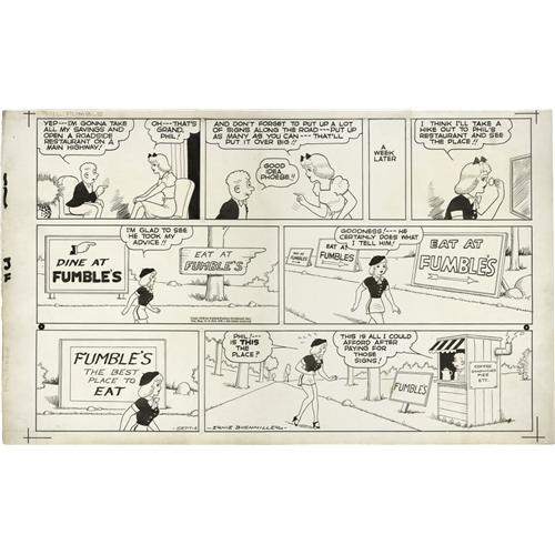 Ernie Bushmiller - Phil Fumble Sunday Comic Strip Origi Ernie ...