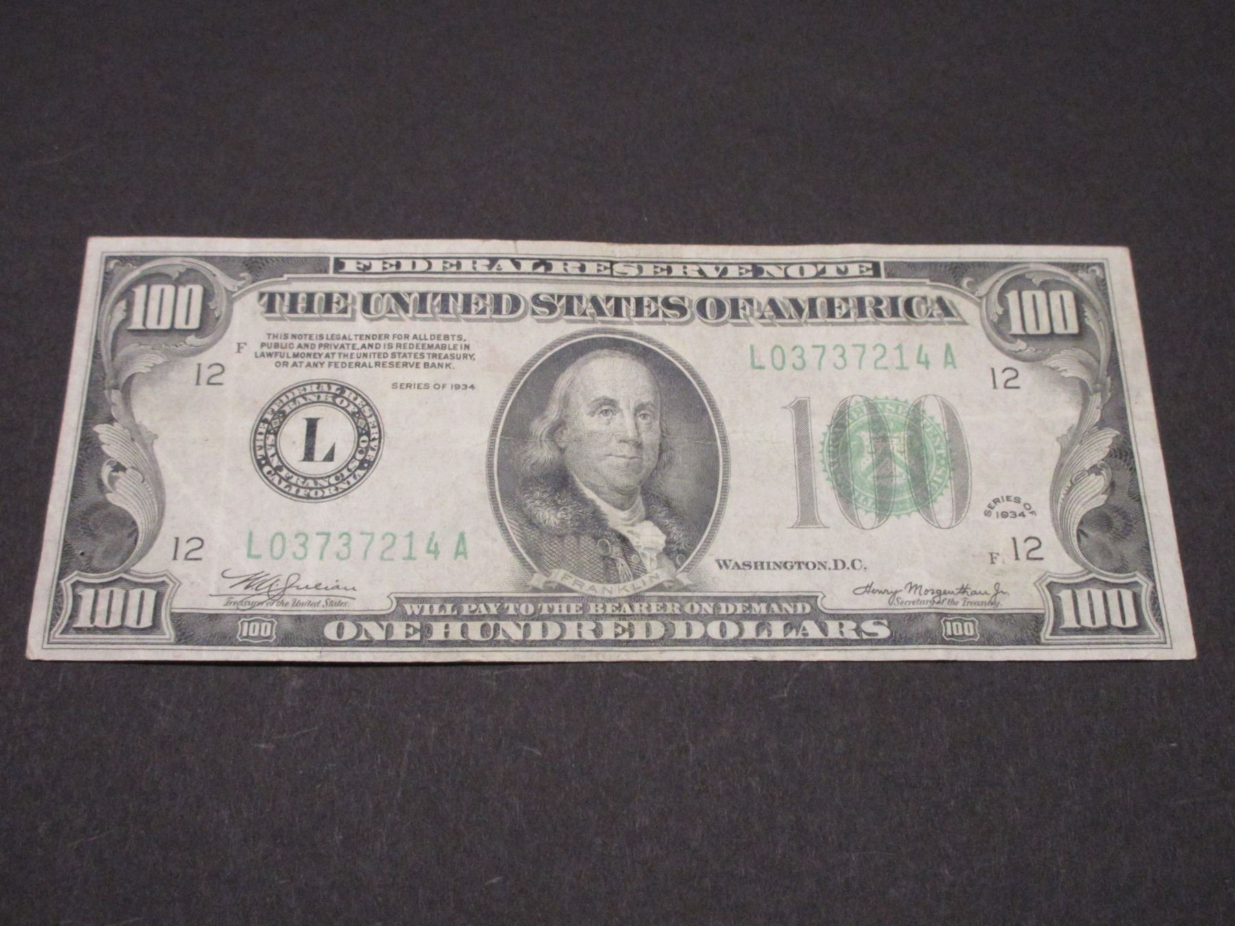 1934 100 Dollar Bill- Very Good