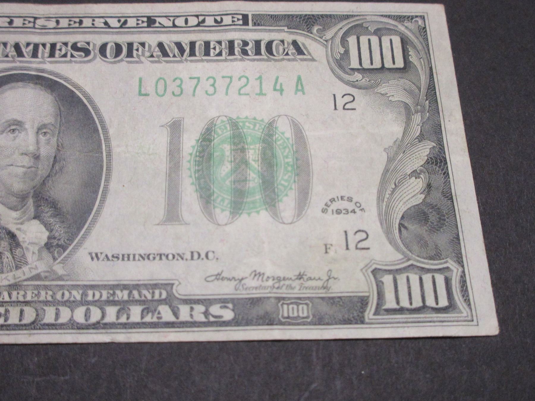 1934 100 Dollar Bill- Very Good