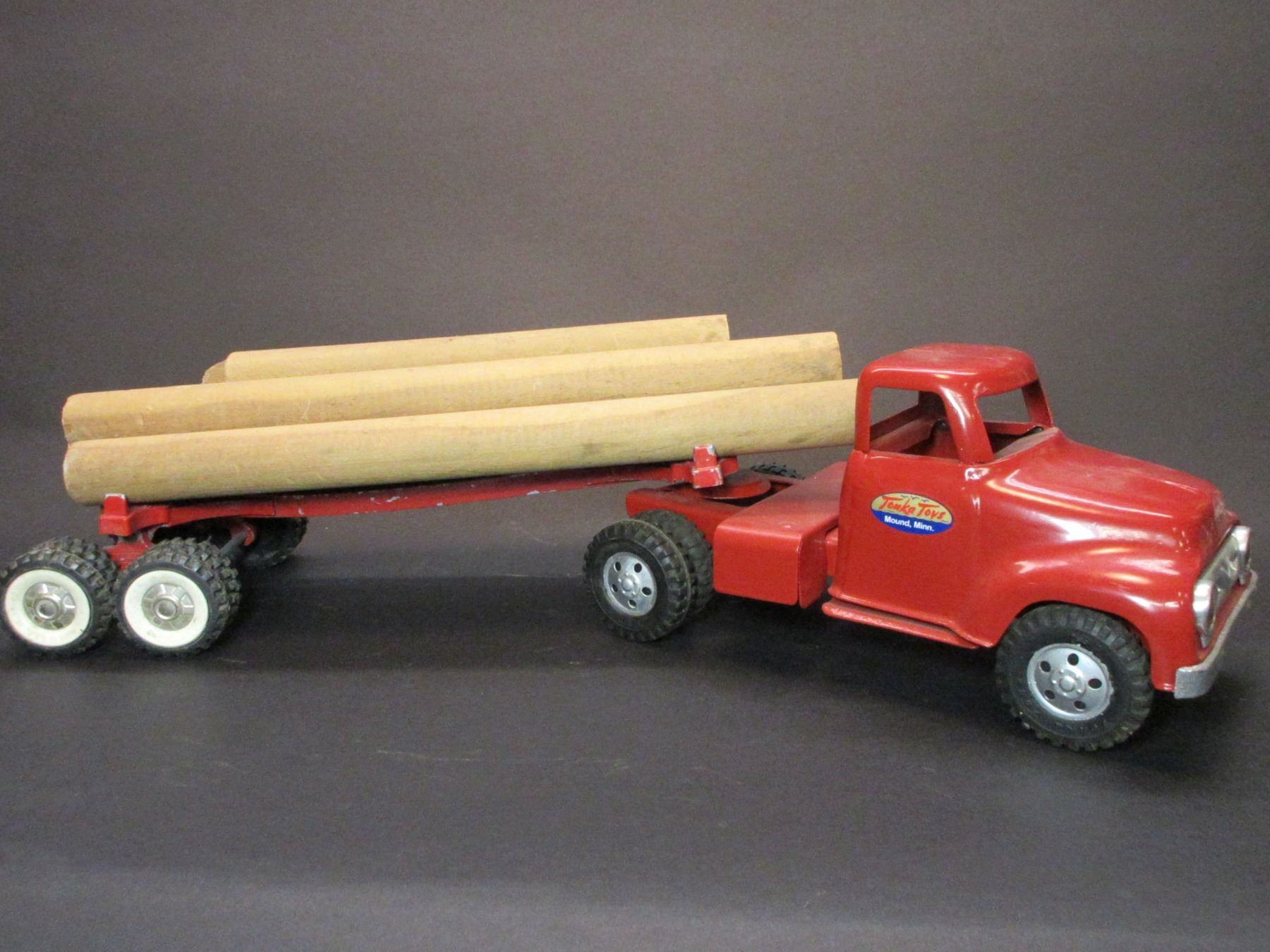 Tonka Log Hauling Truck With Log Trailer- 24"L X 6"W 6"W
