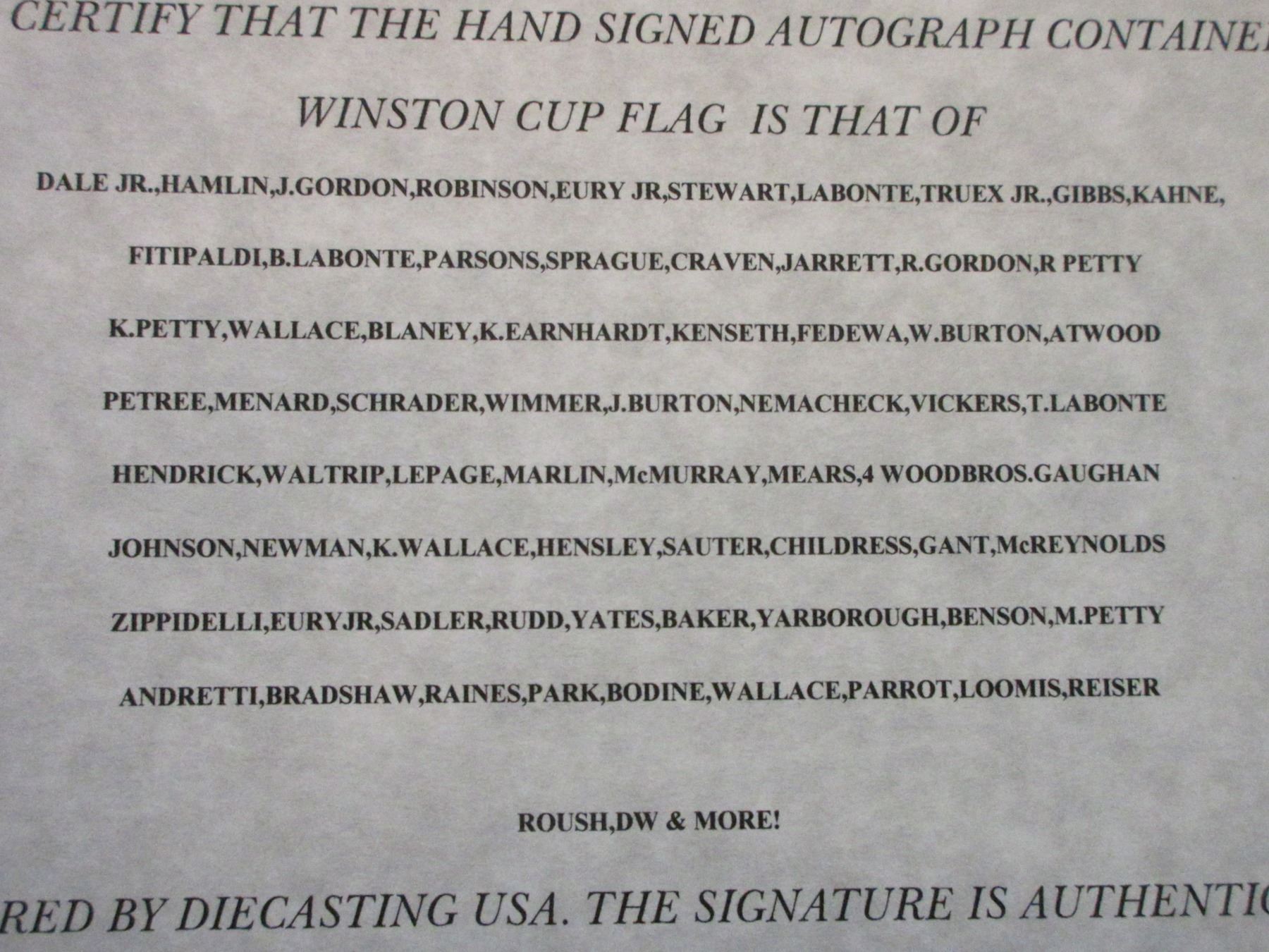 Signed Nascar Winston Cup Series Banner- 73 Signatures- 61" X 32 ...