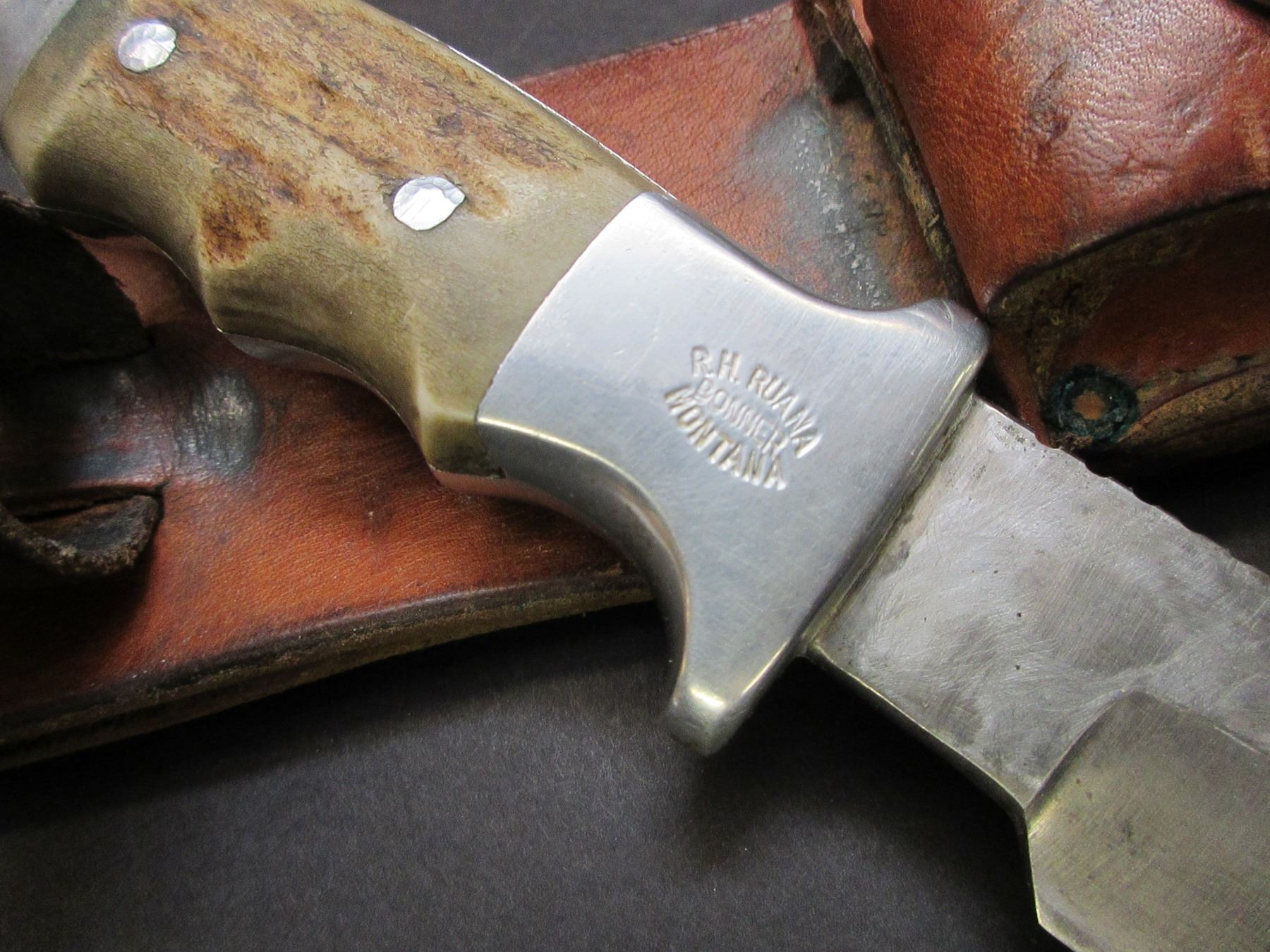 Marked RH Ruana Bonner Montana Knife- Signed RH Ruana Bullwhip ...