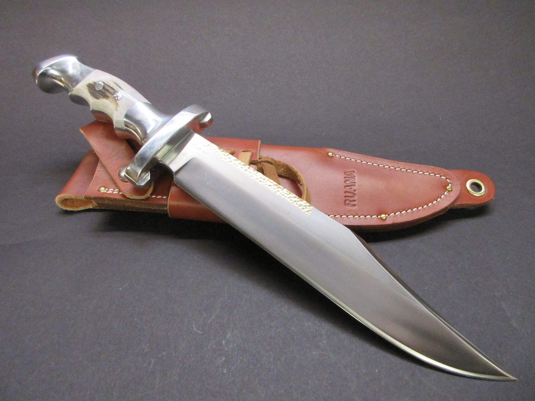 Signed Ruana and VN Hangas Bowie Knife- Brass Parry Strip- 9.5" Blade ...