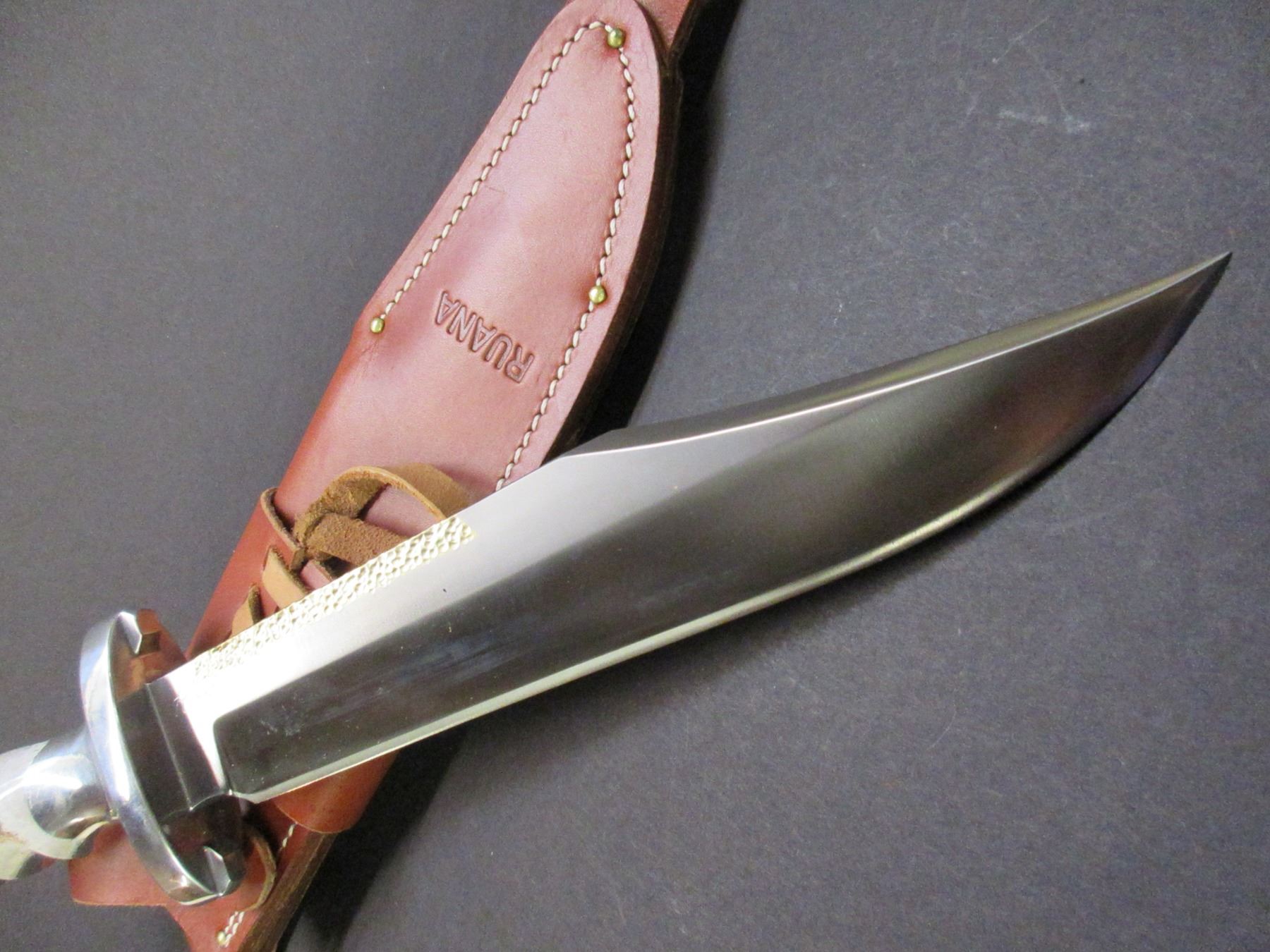 Signed Ruana and VN Hangas Bowie Knife- Brass Parry Strip- 9.5" Blade ...