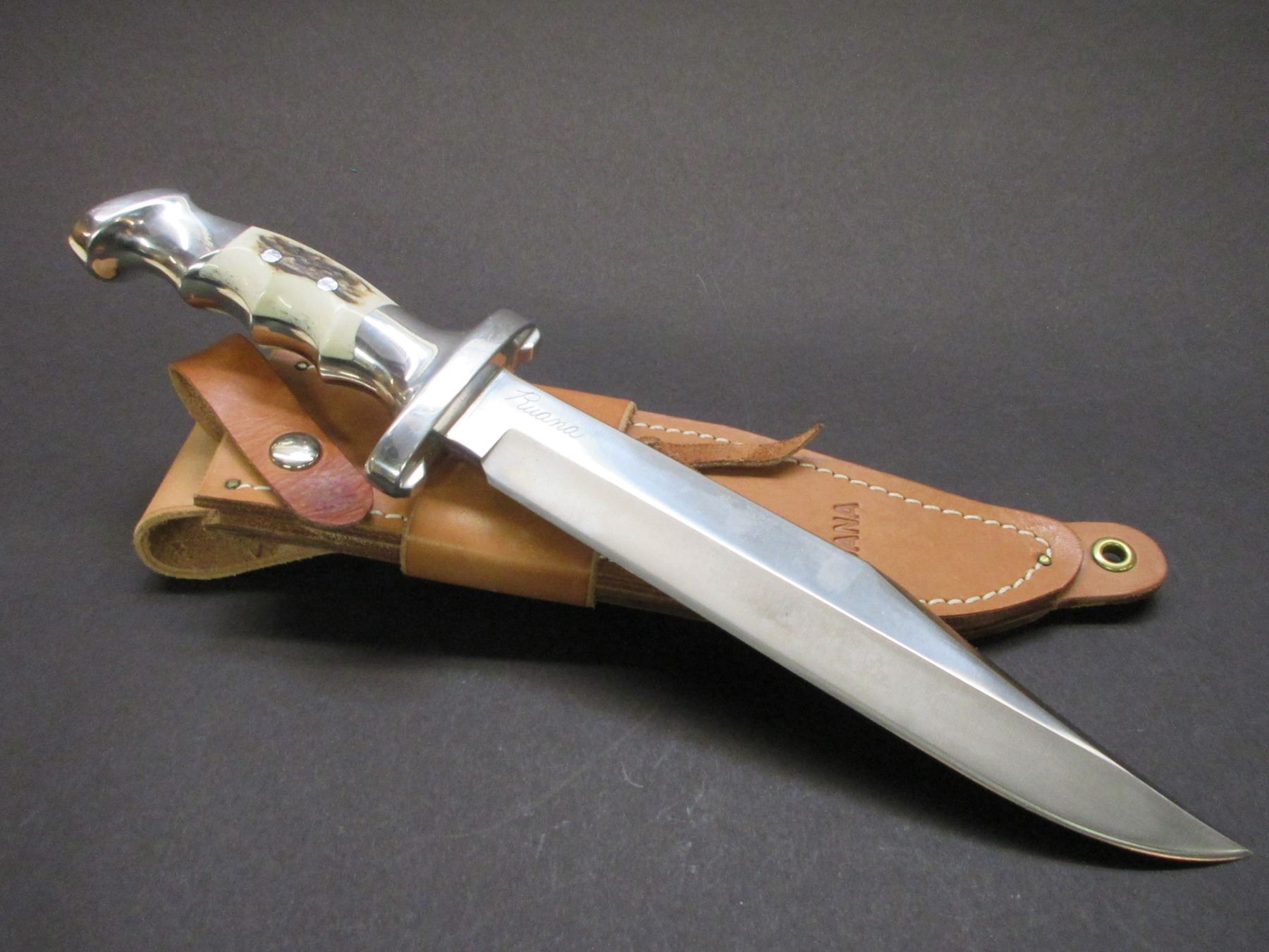 Signed Ruana and VN Hangas Bowie Knife- Brass Parry Strip- 9.5" Blade ...
