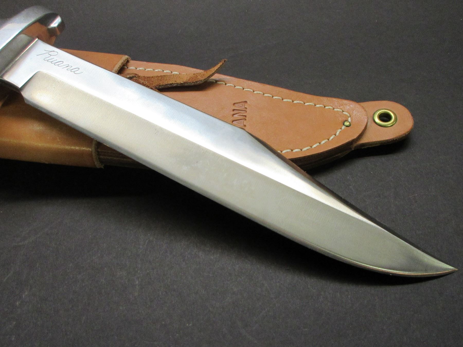 Signed Ruana and VN Hangas Bowie Knife- Brass Parry Strip- 9.5" Blade ...