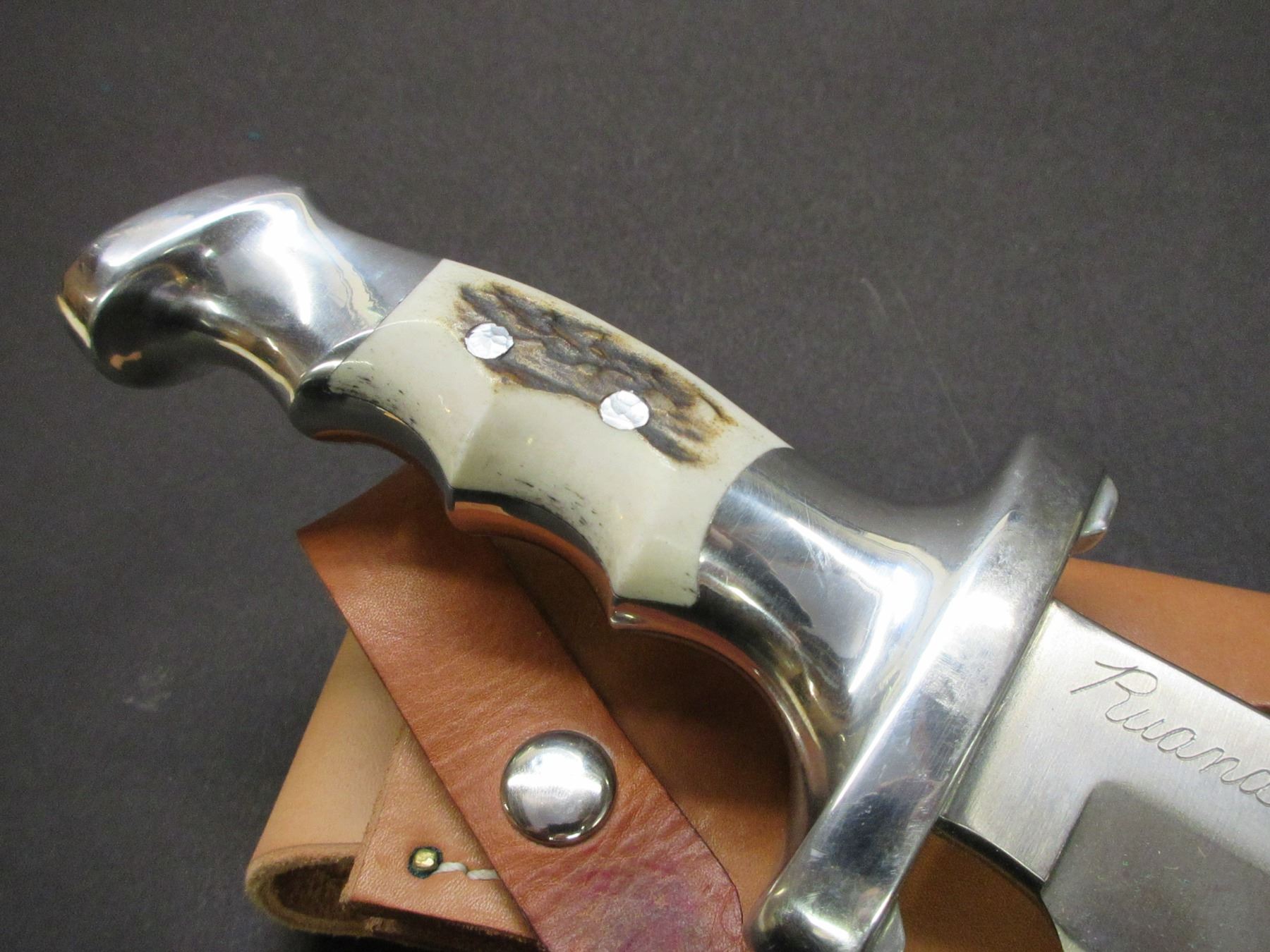 Signed Ruana and VN Hangas Bowie Knife- Brass Parry Strip- 9.5" Blade ...