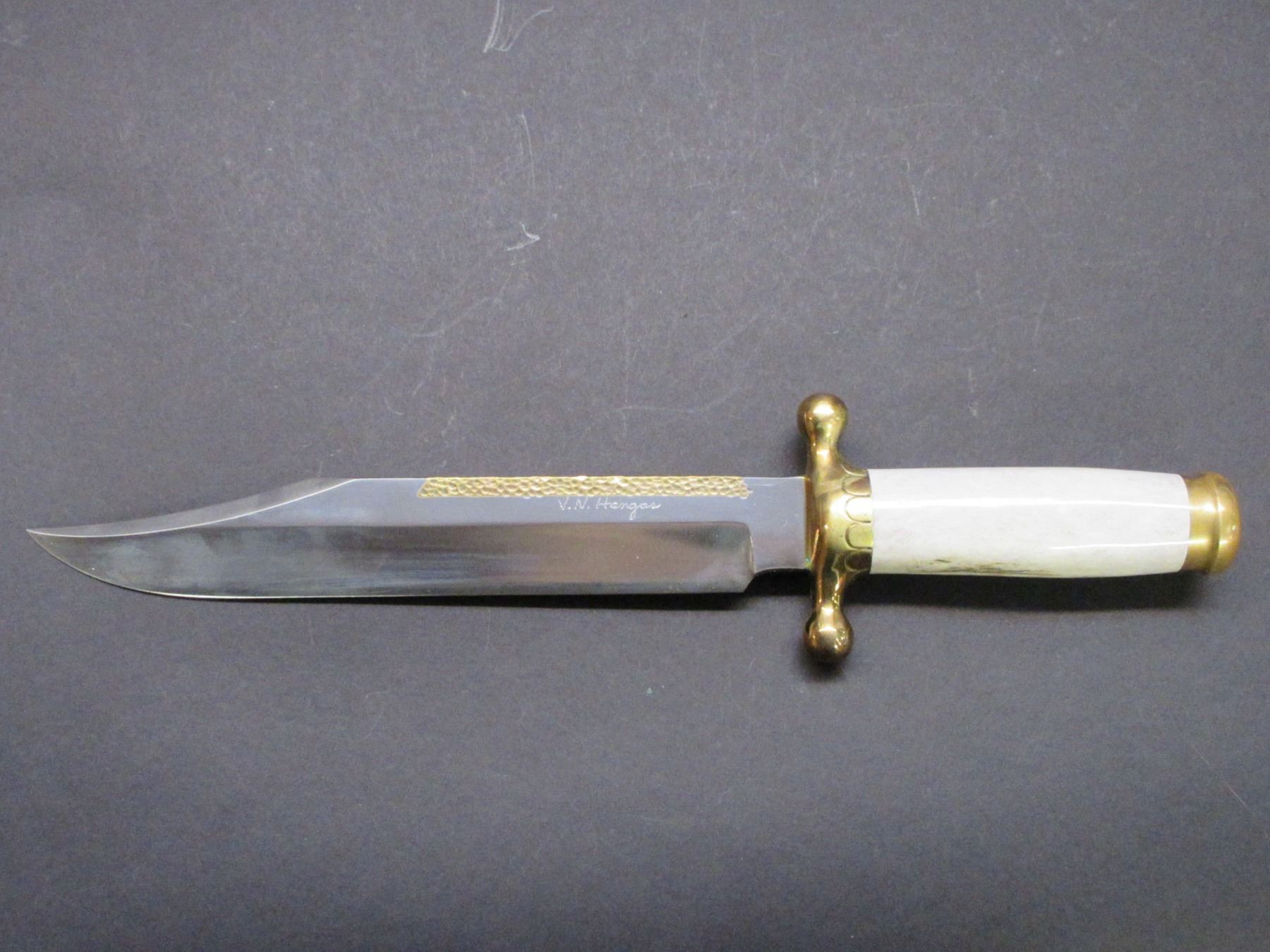 Signed Ruana and VN Hangas Bowie Knife 43D- Brass Parry Strip- 9.5 ...
