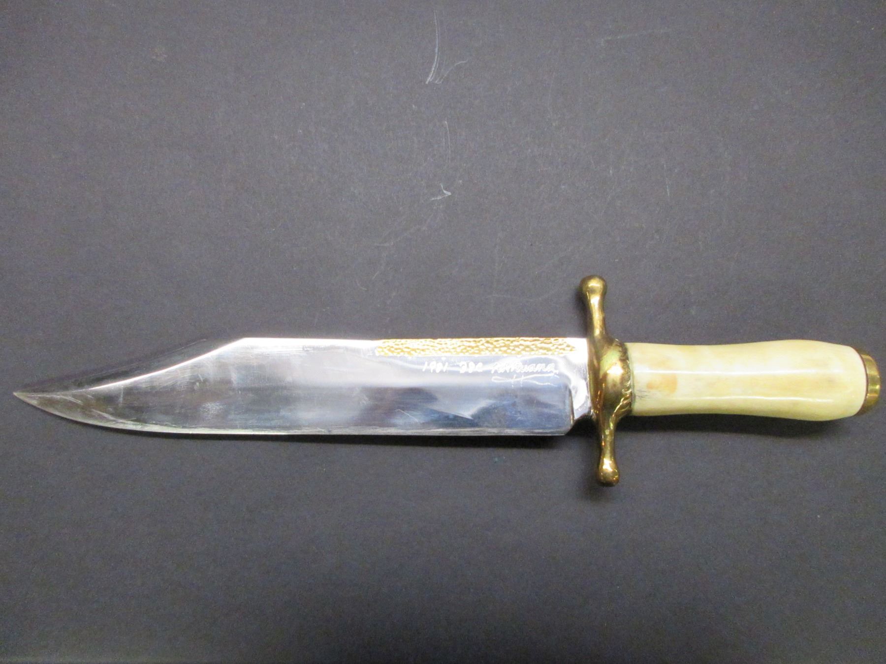 Signed RH Ruana Bullwhip 1981 38C Bowie Knife- Brass Parry Strip ...