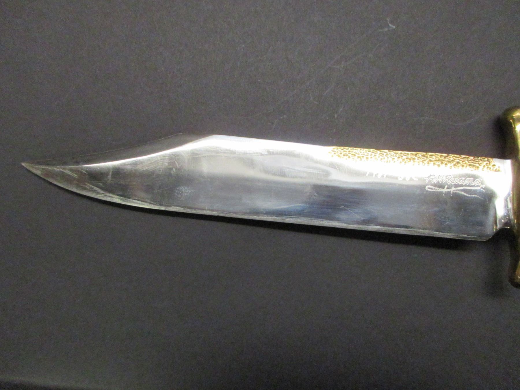 Signed RH Ruana Bullwhip 1981 38C Bowie Knife- Brass Parry Strip ...
