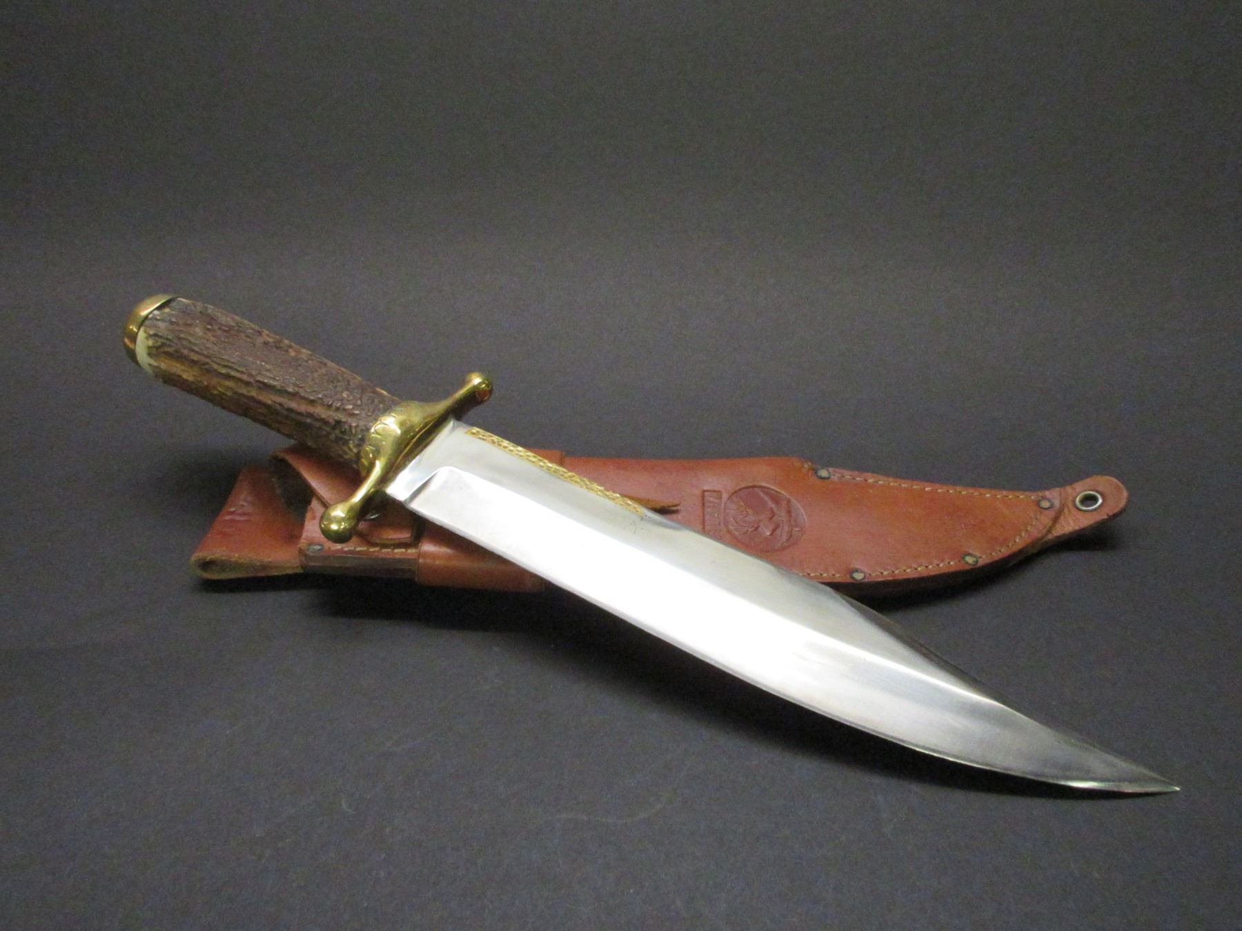 Signed RH Ruana Bullwhip 1976 38C Gap M Bowie Knife- Brass Parry Strip ...
