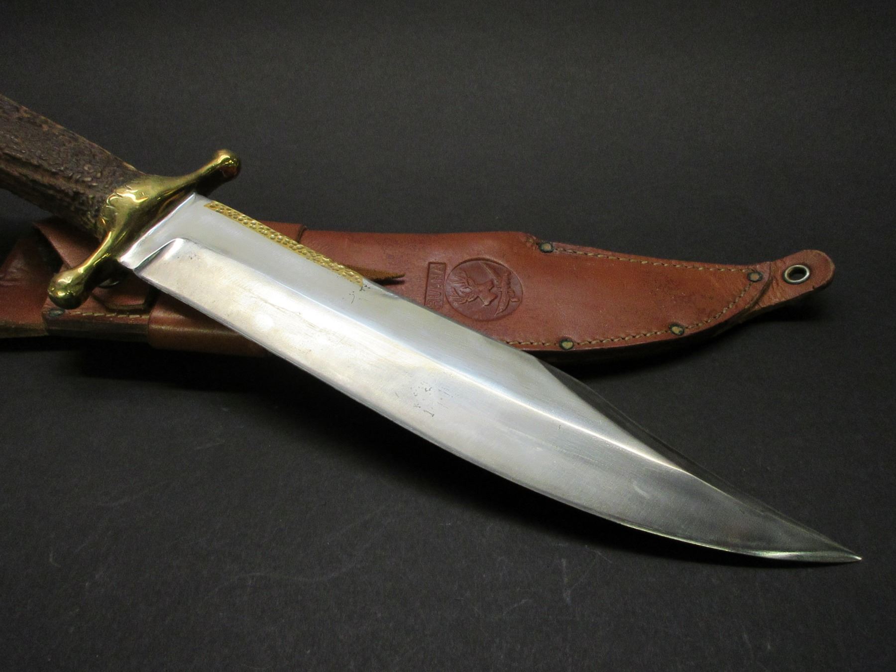 Signed RH Ruana Bullwhip 1976 38C Gap M Bowie Knife- Brass Parry Strip ...