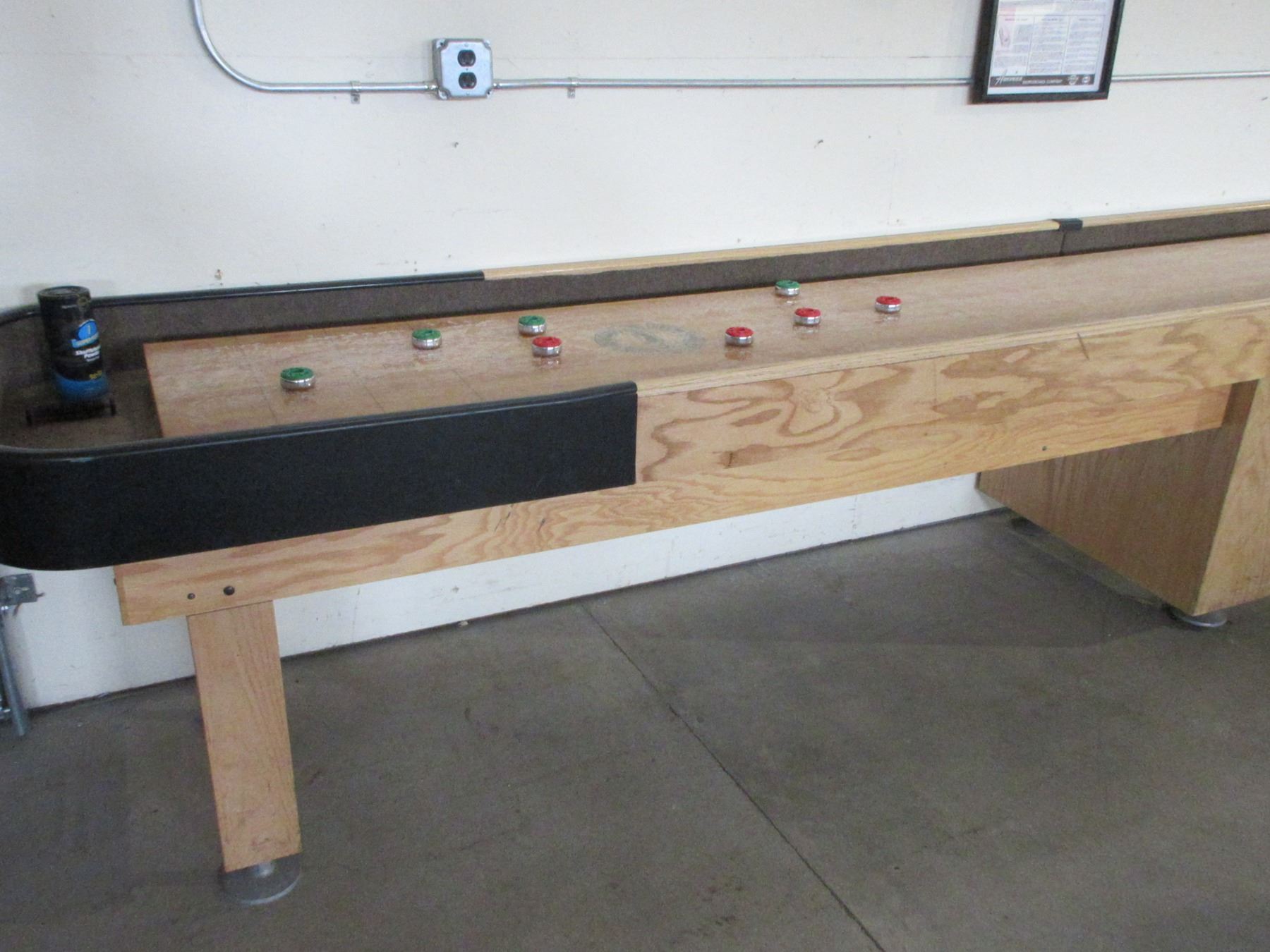 16' X 30" Shuffle Board Table- 8 Weights- Extra Sand- Brush- Framed Rules