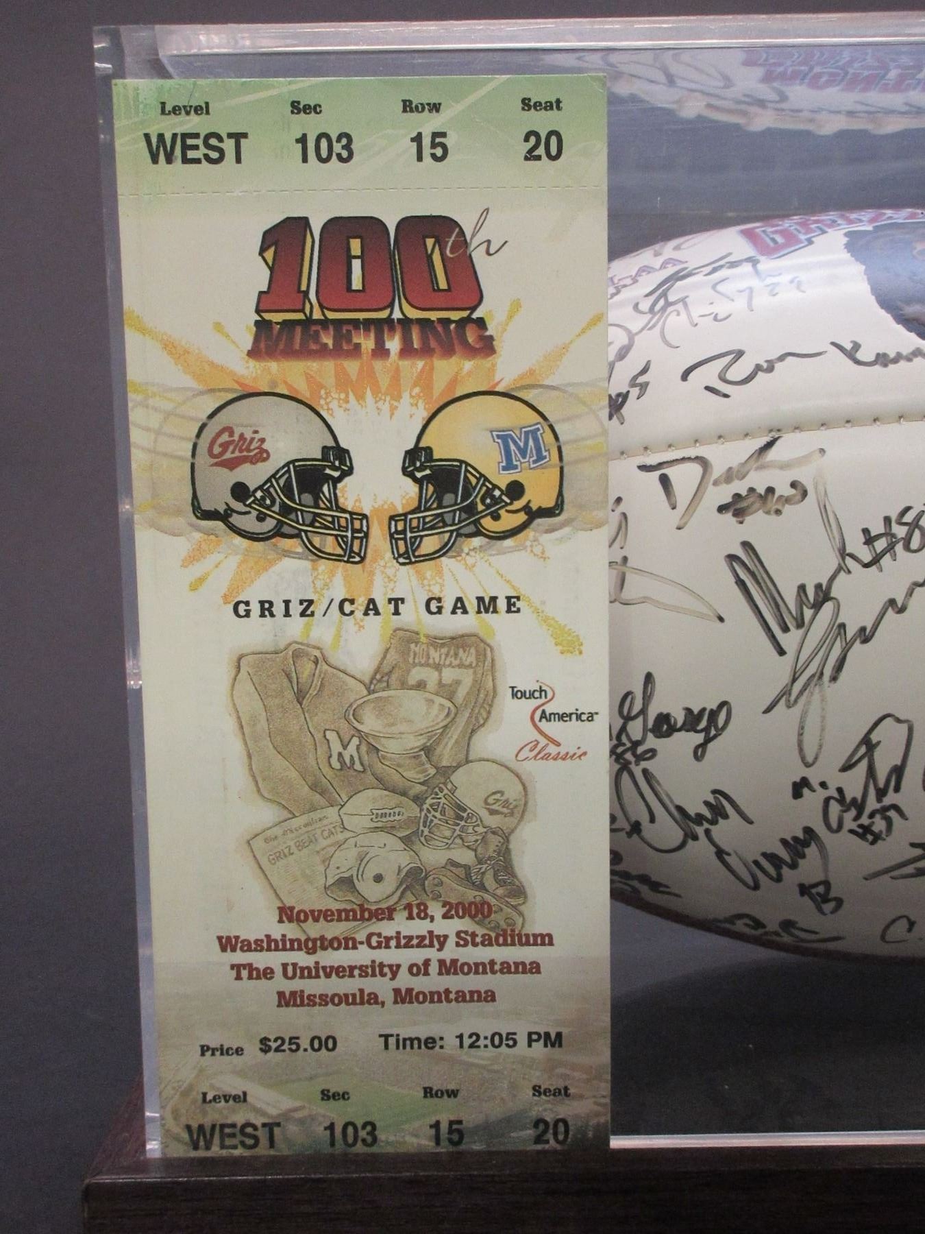 Signed 2000 Montana Grizzlies Football- Ticket From 2000 Cat-Griz Game ...