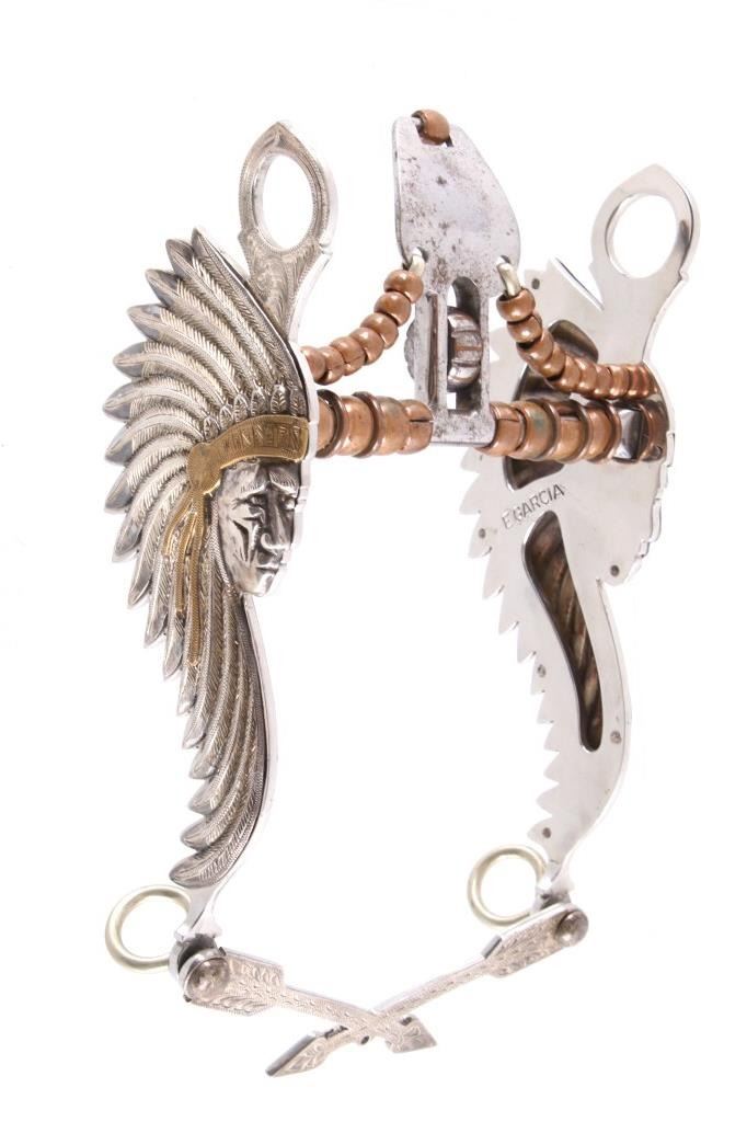 E. Garcia Indian Chief Headdress Silver Spade Bit