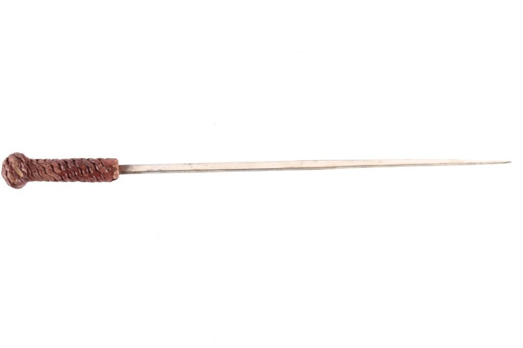 Braided Leather Riding Crop w/ Hidden Dagger