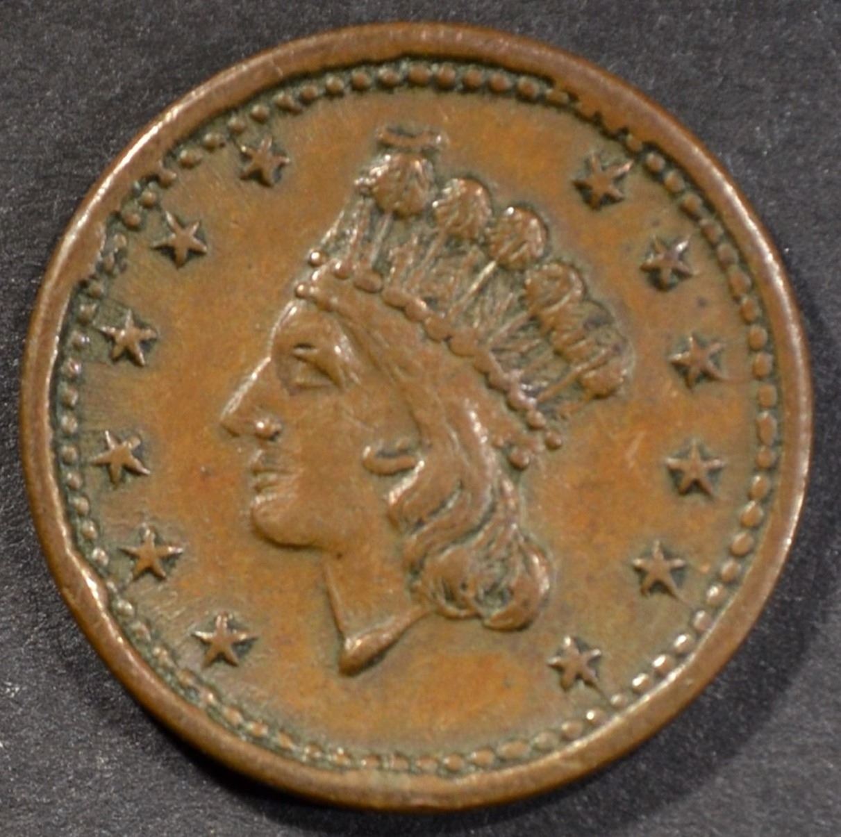 CIVIL WAR TOKEN, 1864 UNION FOREVER