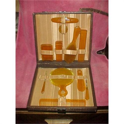 Celluloid Vanity Dresser Set in Case #912256