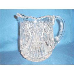 FANCY CUT PRESSED GLASS PITCHER BY FLINT GLASS #912906