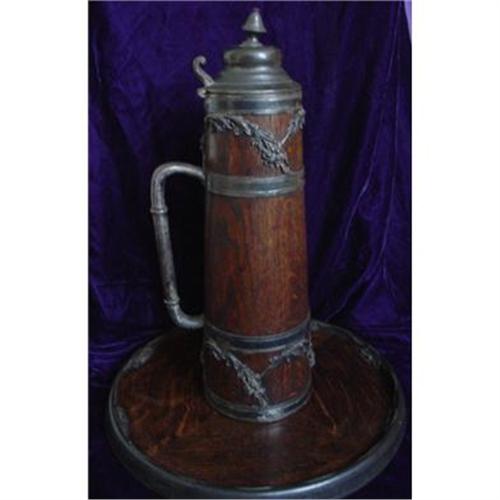 Antique Treen Silver Plate Tankard and Tray #925368