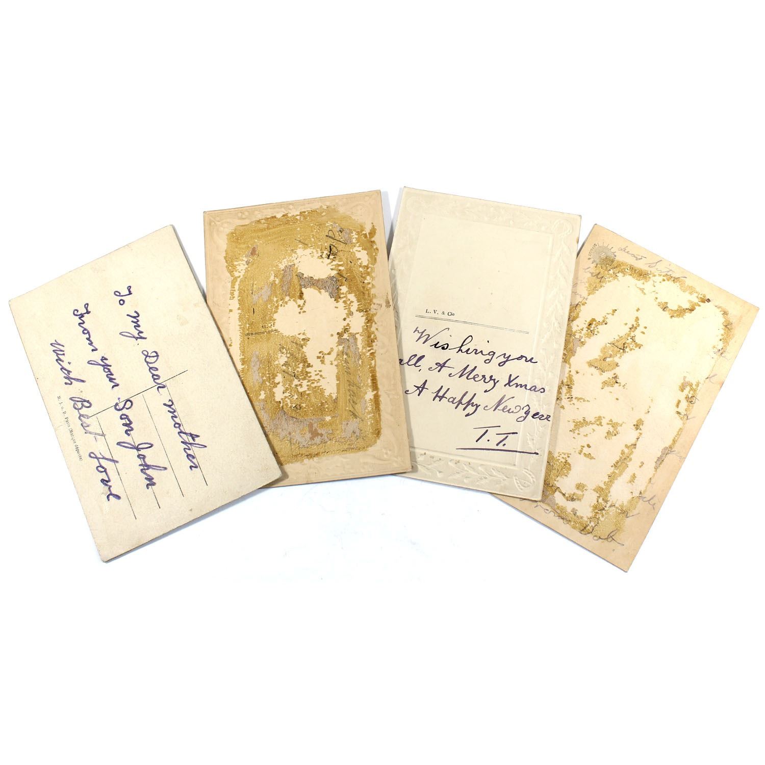 WWI Era Silk Embroidered Patriotic Postcard Collection. You will receive 4 Different Postcards in