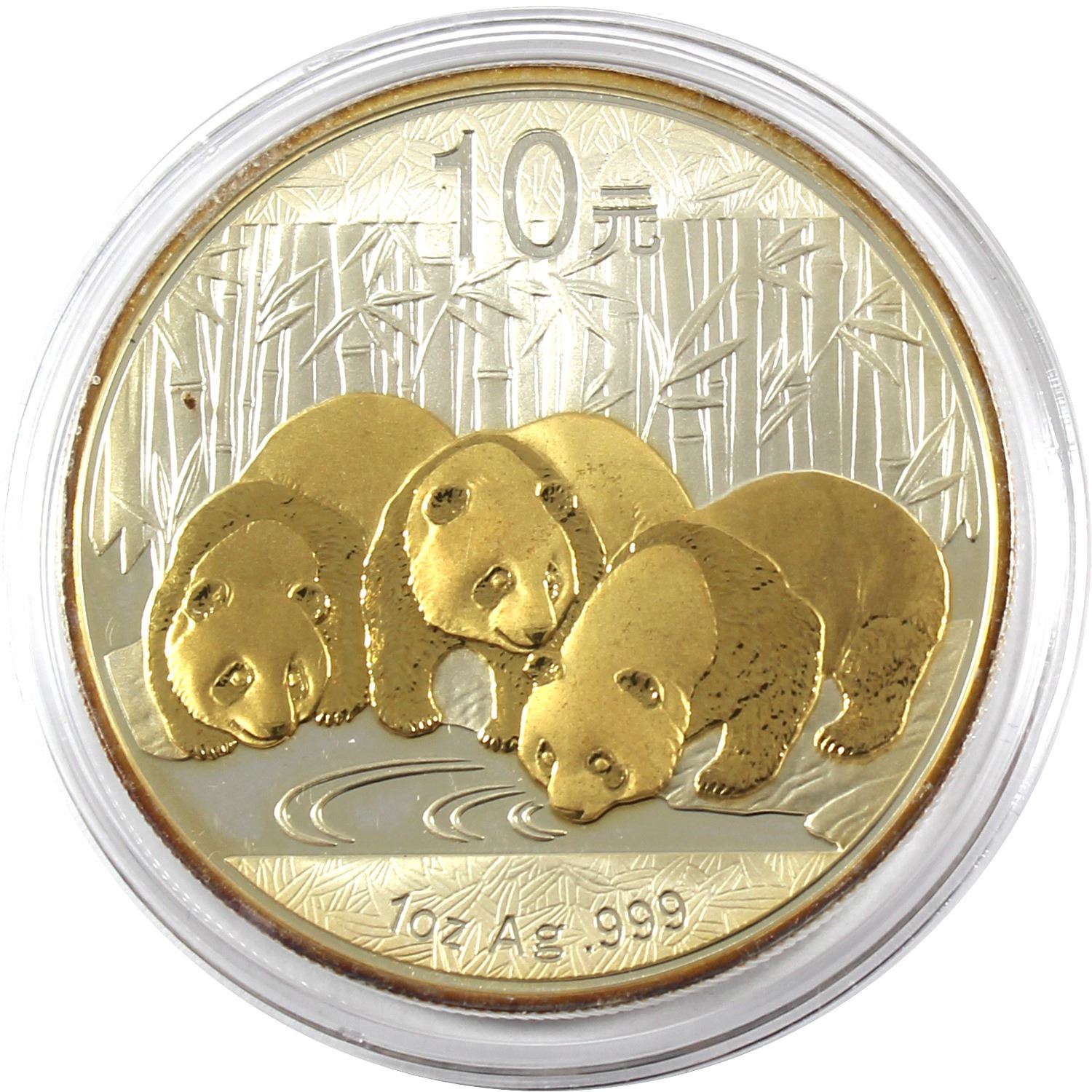 2013 China 10Yn Gold Plated 1oz Fine Silver Panda (Tax Exempt) Coin ...