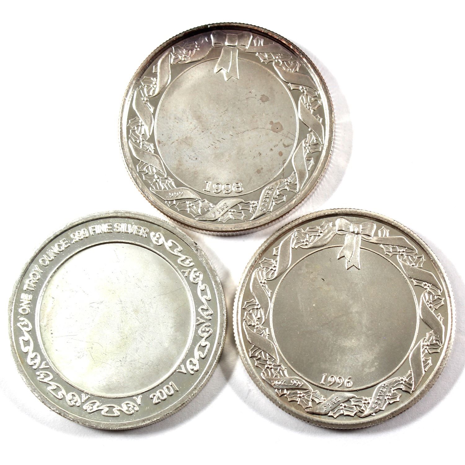 1996 Santa & Rudolph, 1998 Christmas Angel, and 2001 Birthday Clown 1oz ...