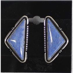 Navajo Sterling Denim Lapis Earrings by L Platero