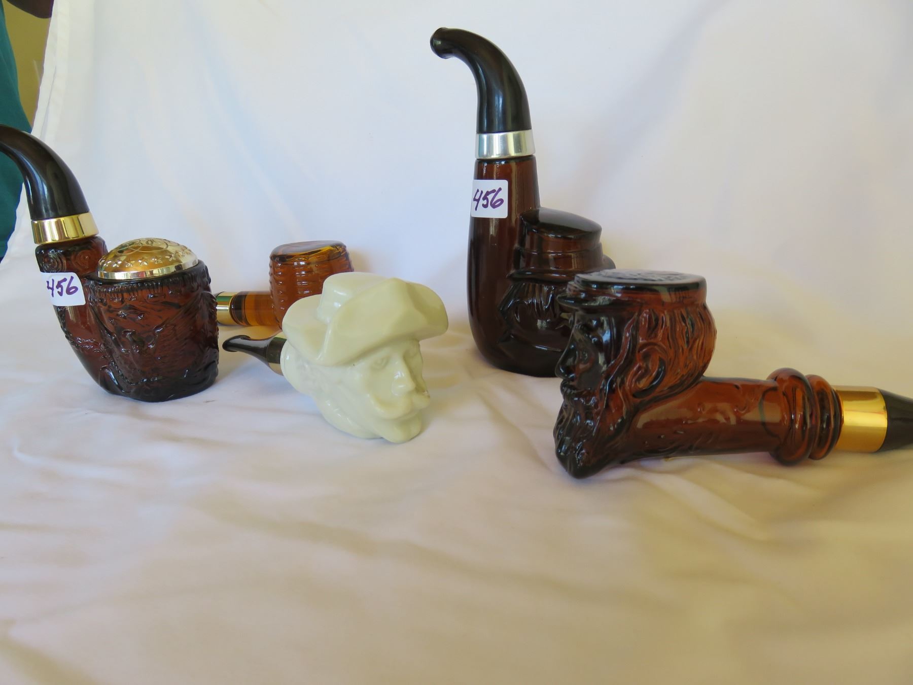 5 AVON PIPES - GLASS AFTERSHAVE FIGURES