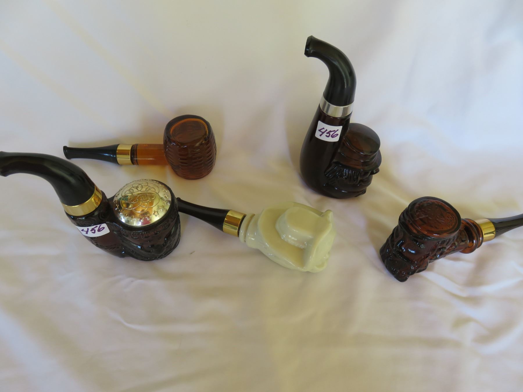 5 AVON PIPES - GLASS AFTERSHAVE FIGURES - Schmalz Auctions