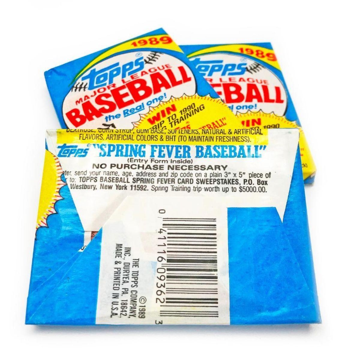3 Vintage Topps 1989 Unopened Baseball Card Packs