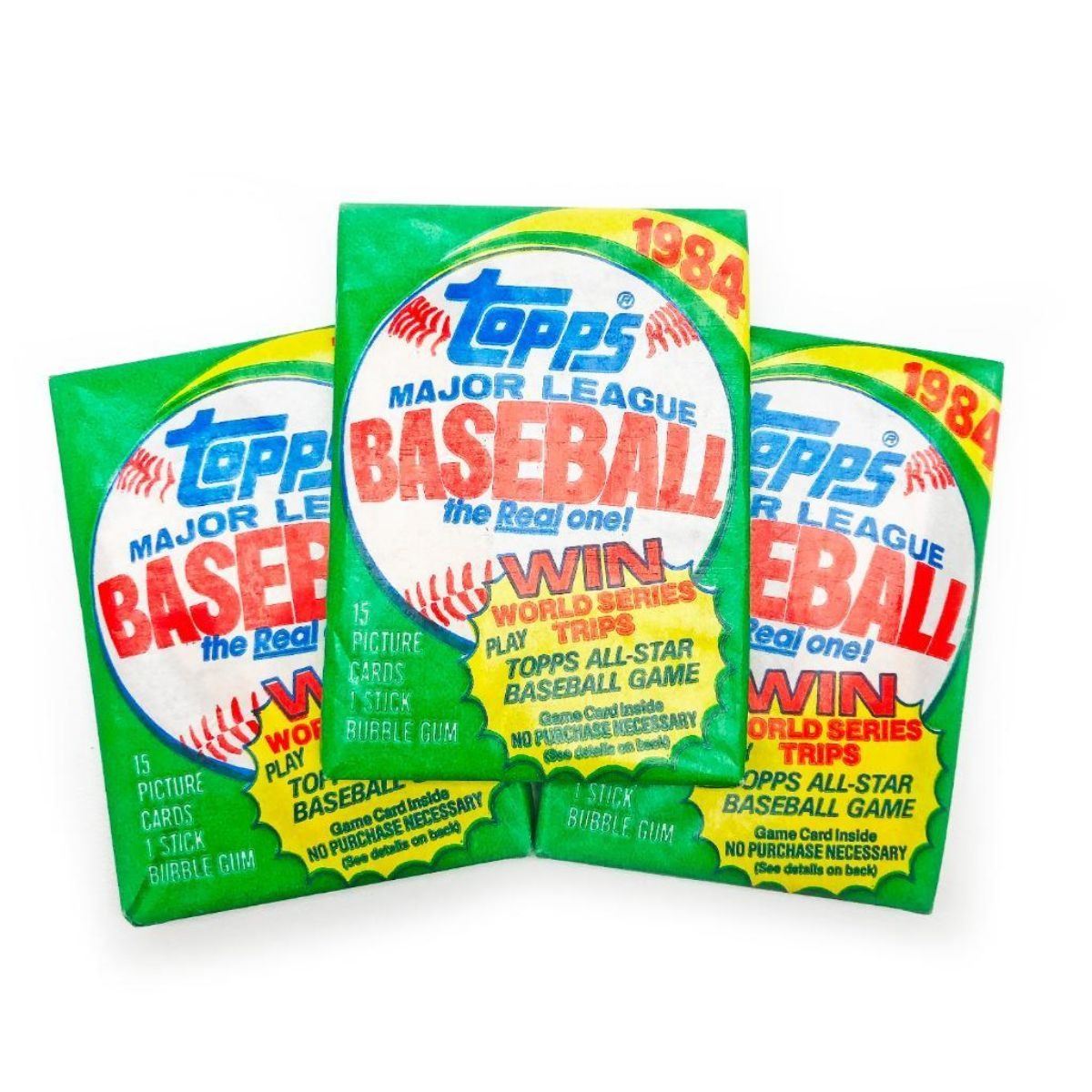 3 Vintage Topps 1984 Unopened Baseball Card Packs