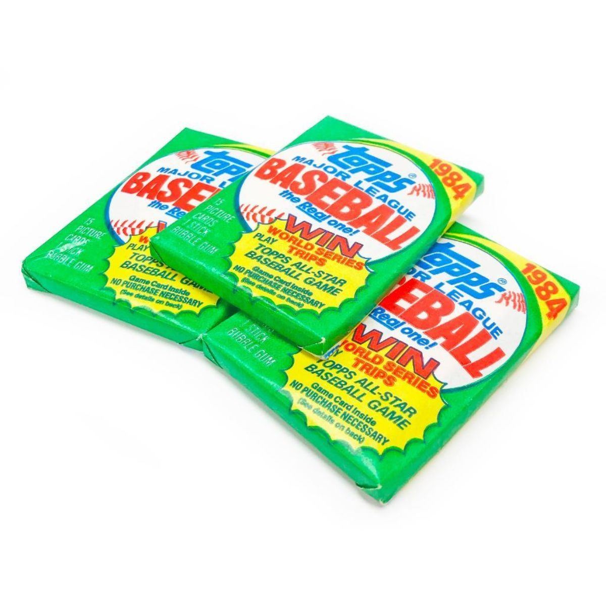 3 Vintage Topps 1984 Unopened Baseball Card Packs