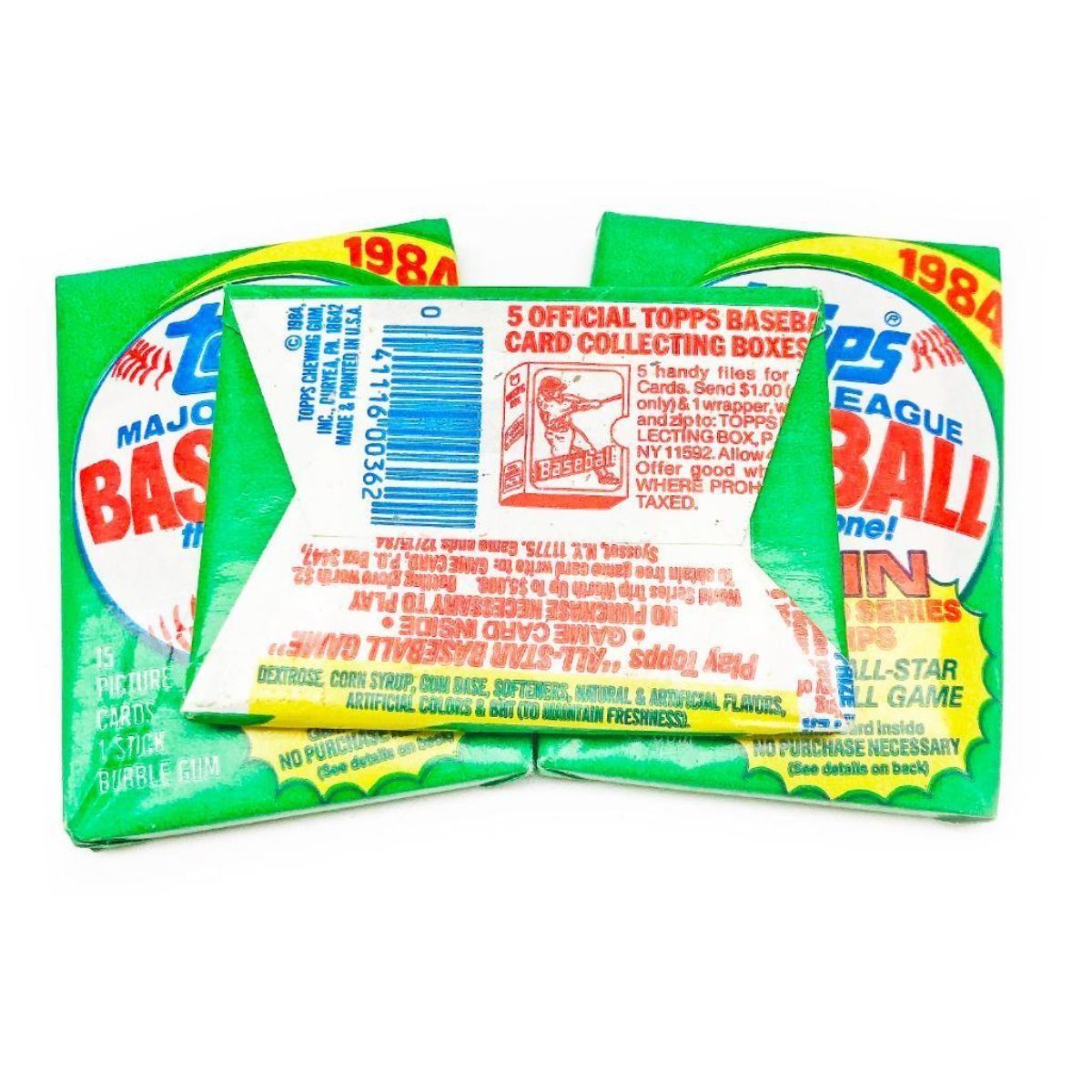 3 Vintage Topps 1984 Unopened Baseball Card Packs