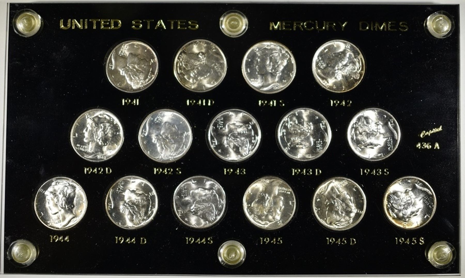 GEM BU SHORT SET MERCURY DIMES 1941-45
