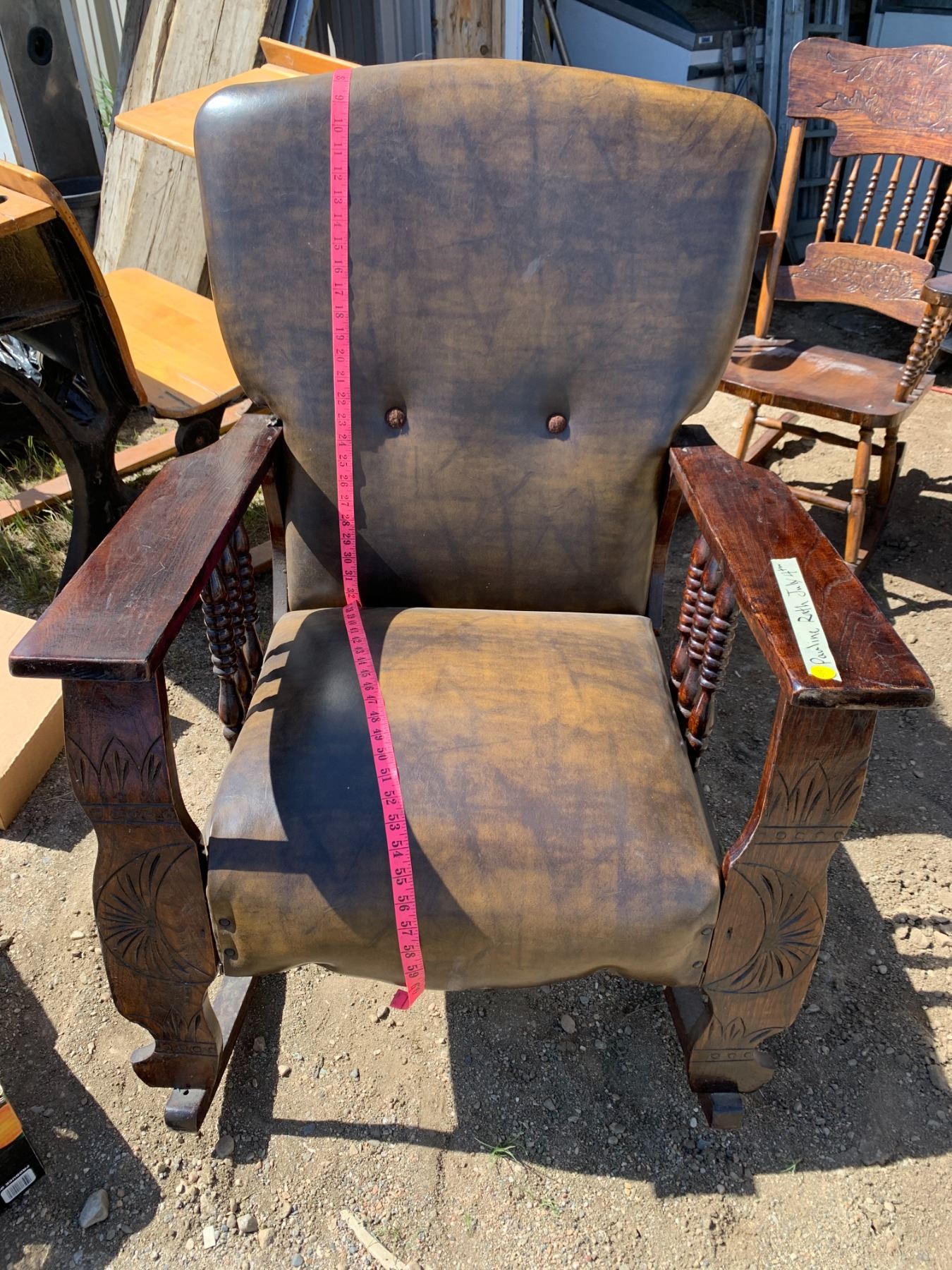 Vintage Rocking Chair w/ Leather Seat