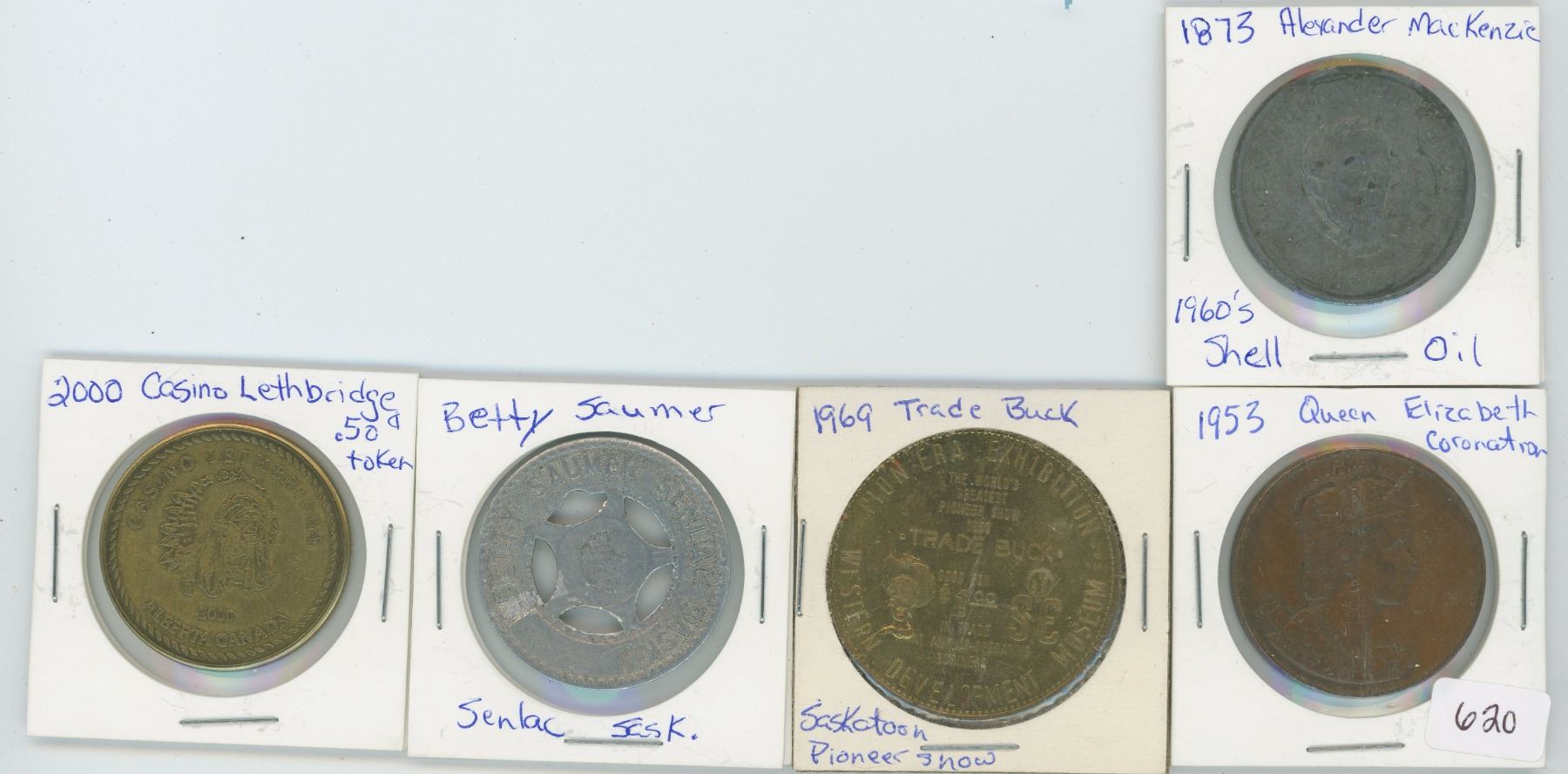 1953 QE II Coronation, 1960s Shell Oil Token, 2000 Casino Lethbridge ...
