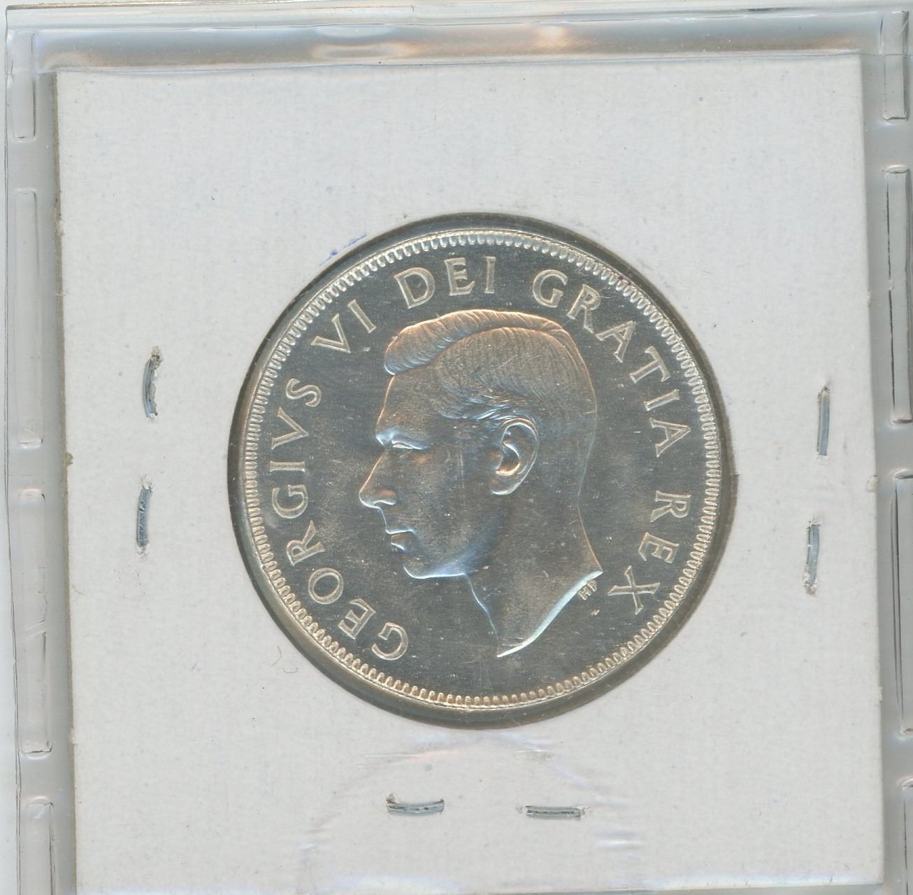 1950 H DES. CANADA SILVER FIFTY CENT COIN