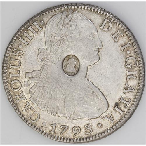 George III counterstamped Dollar, S-3765A, oval counter George III ...