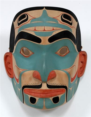 Finely Carved Alder Portrait Mask by Du
