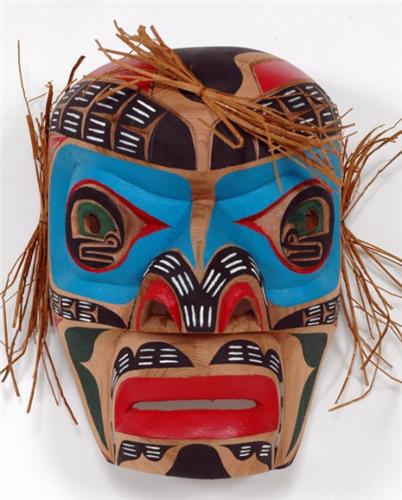 Kwakiutl Carved Cedar Portrait Mask Fro