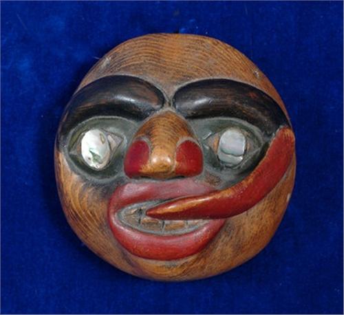 Abalone Inlaid Wood Frontlet Signed Lav