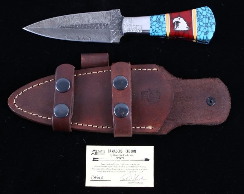 Navajo David Yellowhorse Turquoise Eagle Knife