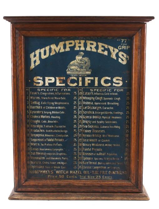 Humphreys Specifics Tin Front Veterinary Cabinet