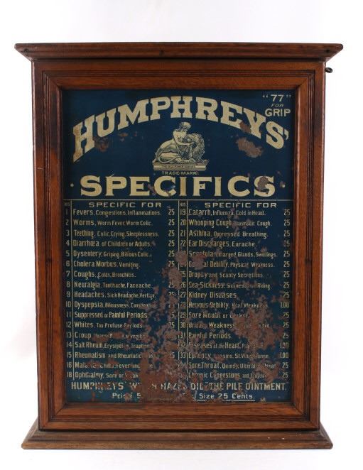 Humphreys Specifics Tin Front Veterinary Cabinet